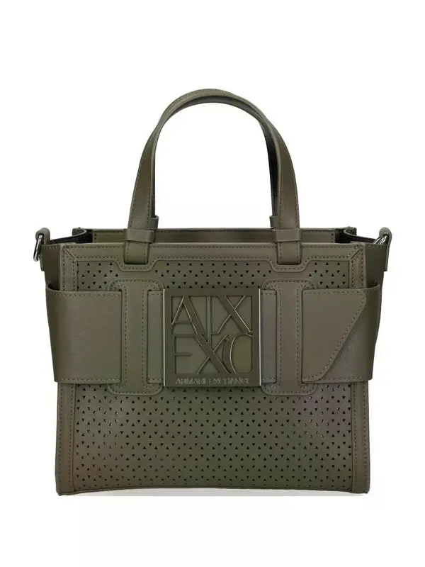 Armani Exchange Perforated Logo Tote Bag - Green