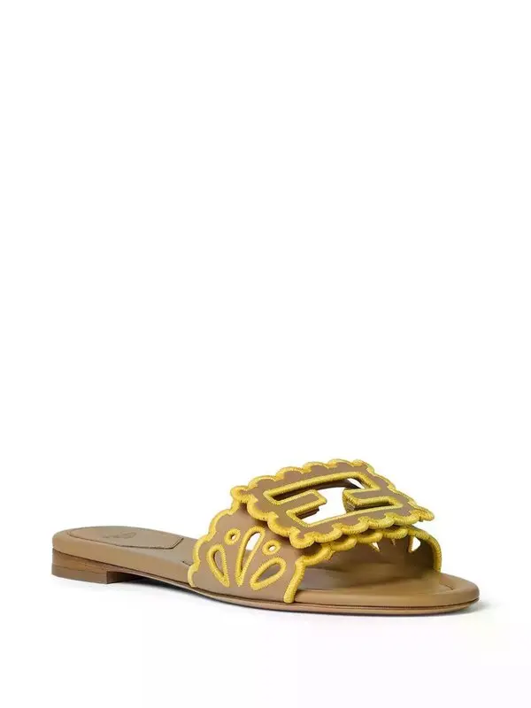 Fendi Baguette Leather Sandals - Neutrals