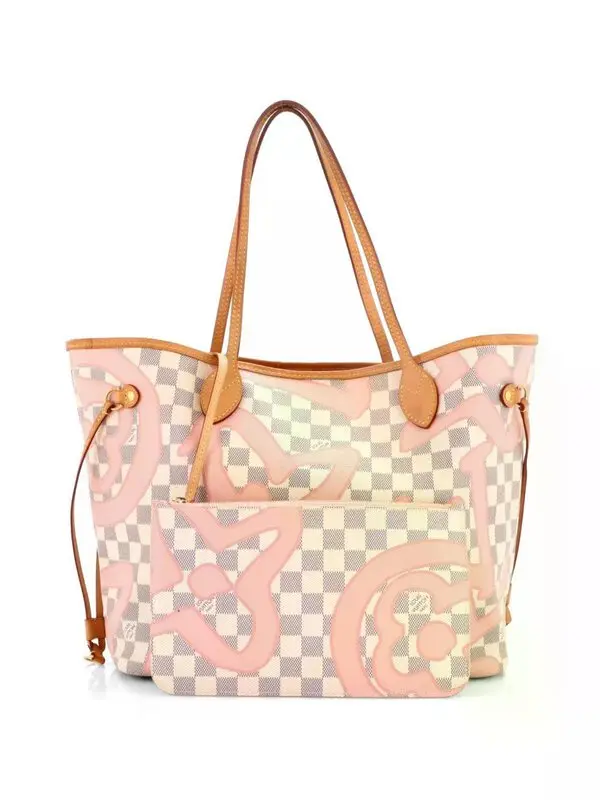 LOUIS VUITTON Neverfull Nm Limited Edition Damier Tahitienne Mm Tote Bag - White