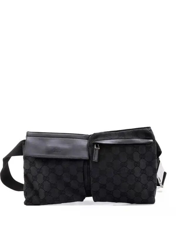 Gucci Vintage Double Gg Canvas Belt Bag - Black