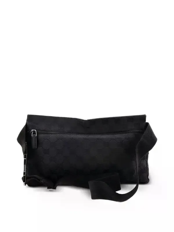 Gucci Vintage Double Gg Canvas Belt Bag - Black