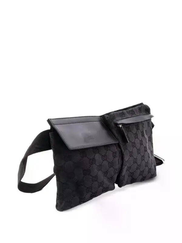 Gucci Vintage Double Gg Canvas Belt Bag - Black