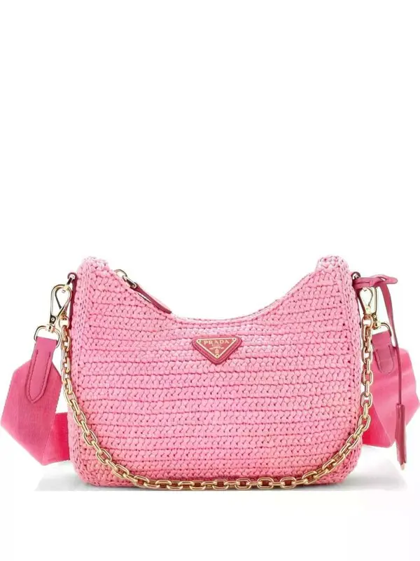 Prada Re-edition 2005 Raffia Shoulder Bag - Pink