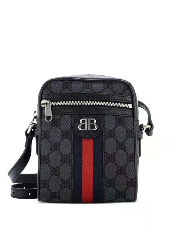 Balenciaga X Gucci Hacker Project Bb Canvas Messenger Bag - Black