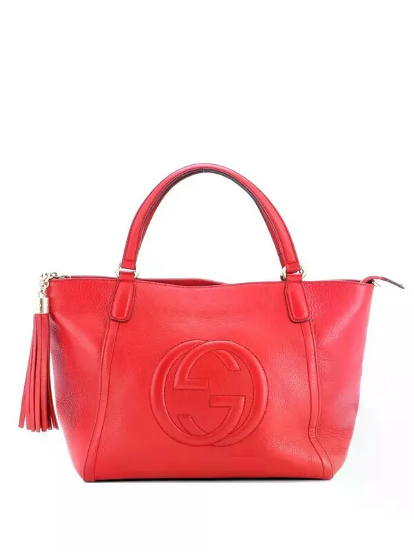 Gucci Soho Convertible Top Handle Bag Leather Small Satchel - Red