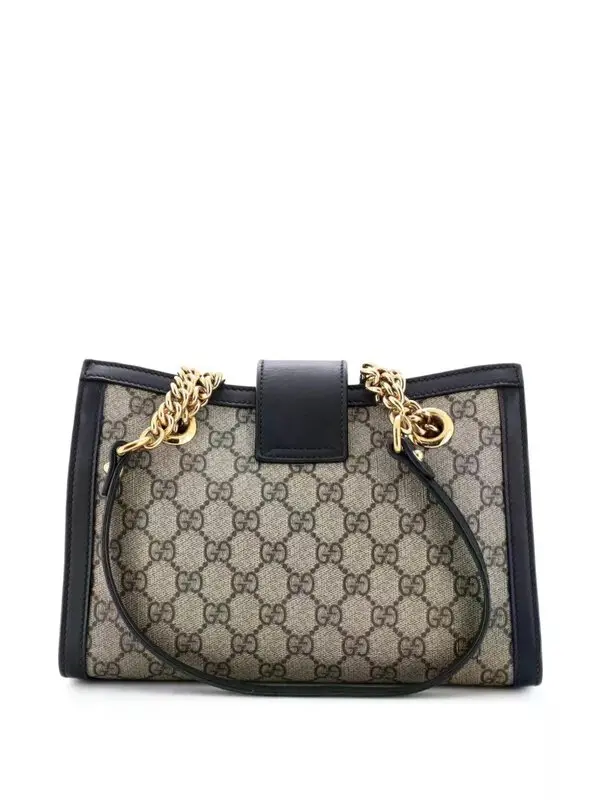 Gucci Padlock Chain Tote Gg Coated Canvas Small - Black