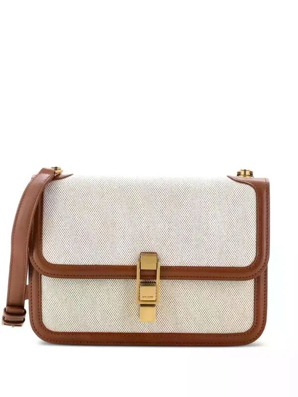 Saint Laurent Carre Satchel Canvas Shoulder Bag - Brown