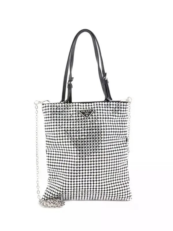Prada Chain Flat Crystal Embellished Mini Tote Bag