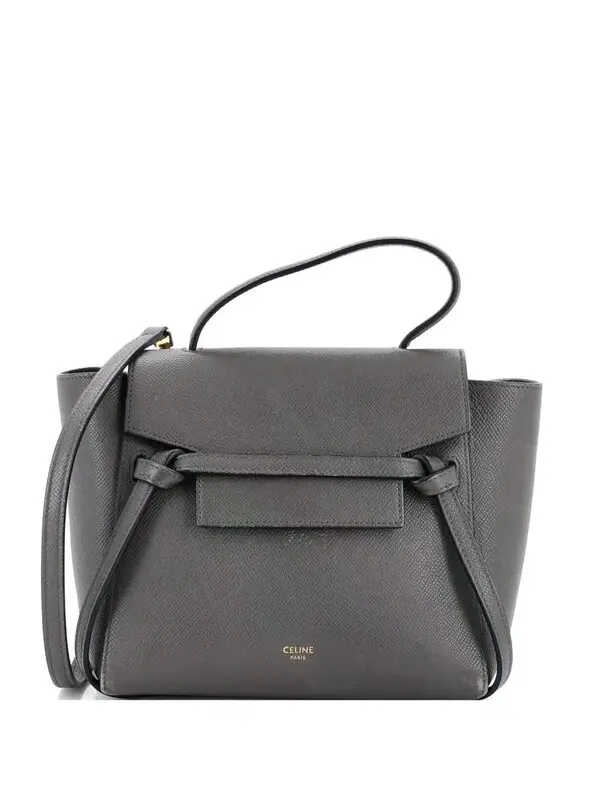 Celine Belt Bag Textured Leather Nano Shoulder Bag - Grey