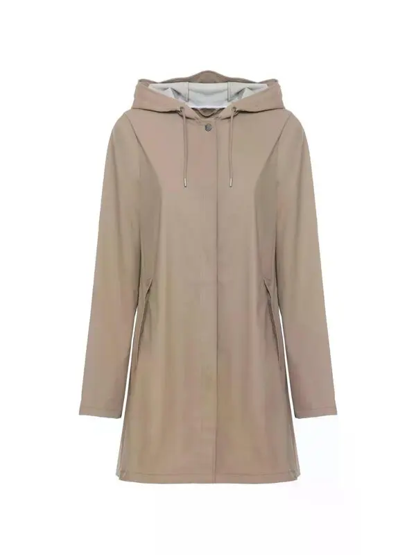 Rains Hooded A-line Coat - Neutrals