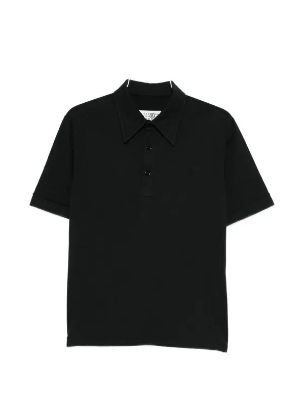 MAISON MARGIELA Logo Cotton Polo Shirt - Black