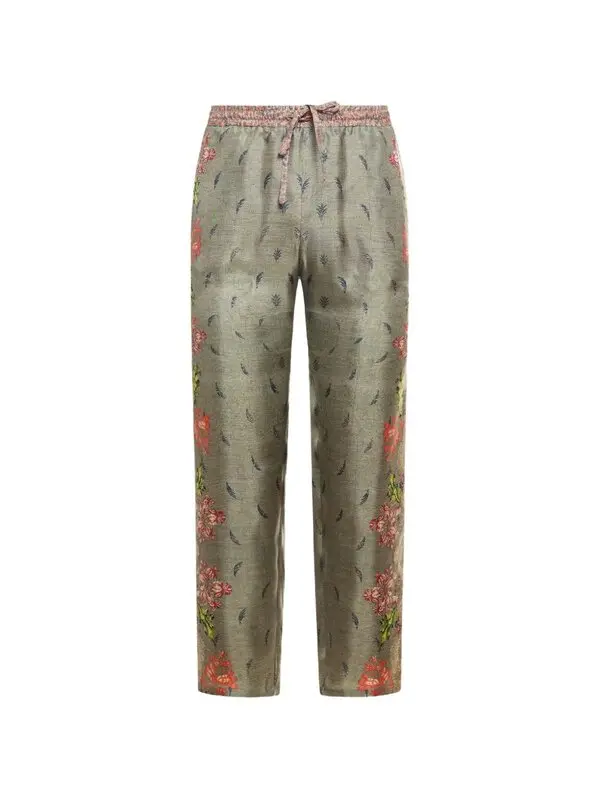 PIERRE-LOUIS MASCIA Printed Silk Trousers - Green