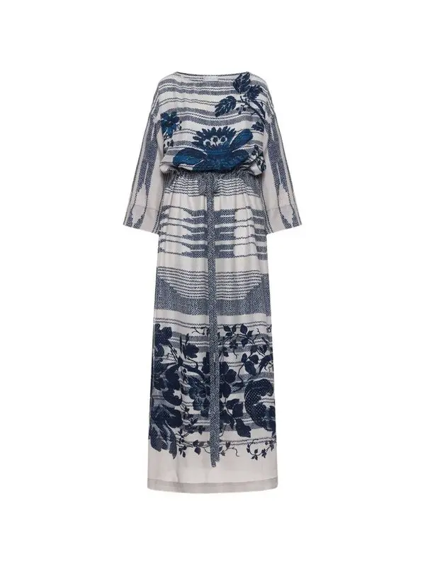 PIERRE-LOUIS MASCIA Printed Silk Maxi Dress - Blue