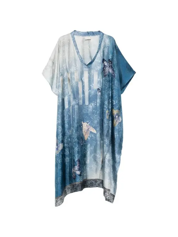 PIERRE-LOUIS MASCIA Printed Silk Kaftan - Sky Blue