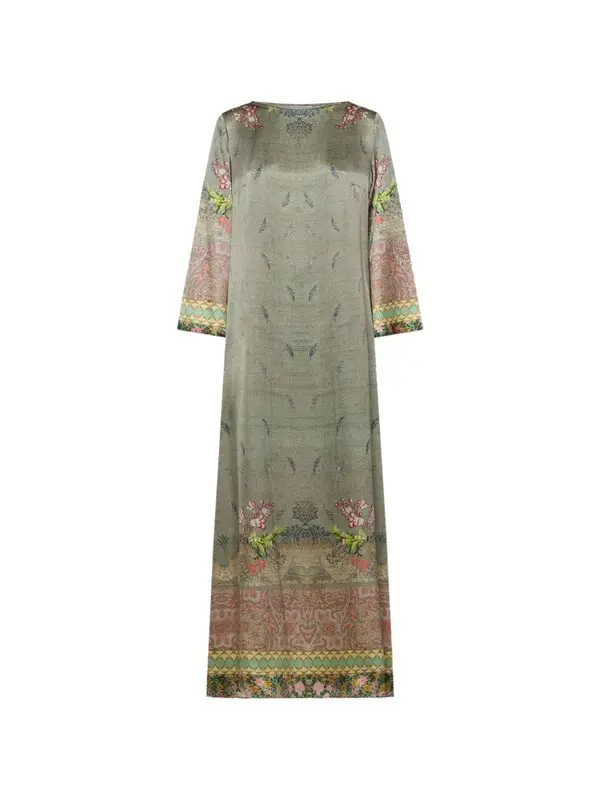 PIERRE-LOUIS MASCIA Printed Silk Long Dress - Green