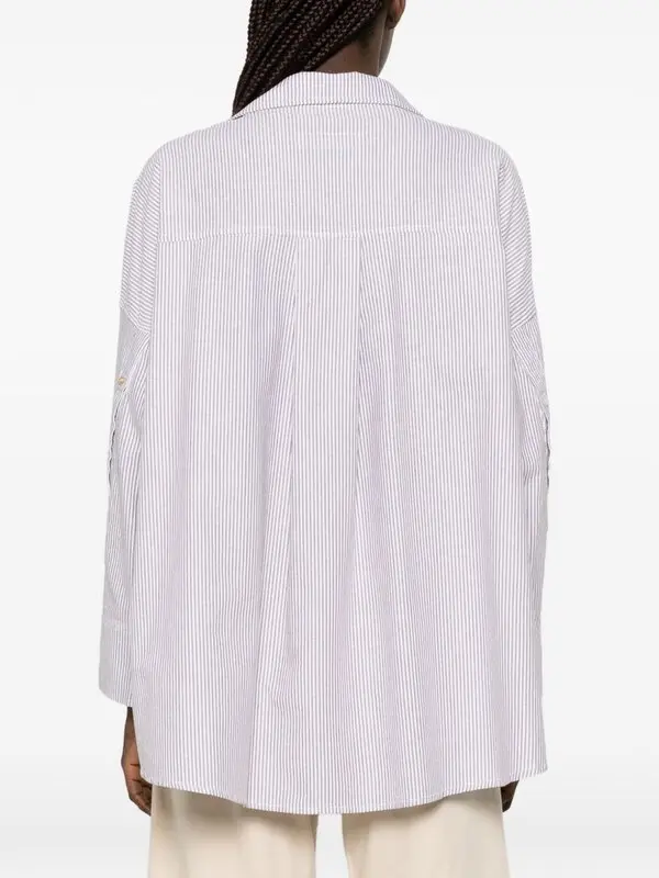 WHITE SAND Striped Cotton Shirt - Black