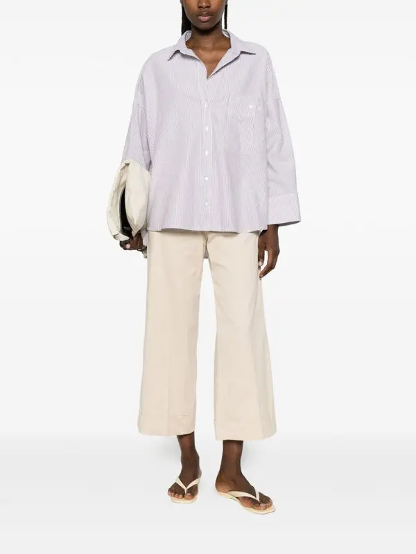 WHITE SAND Striped Cotton Shirt - Black