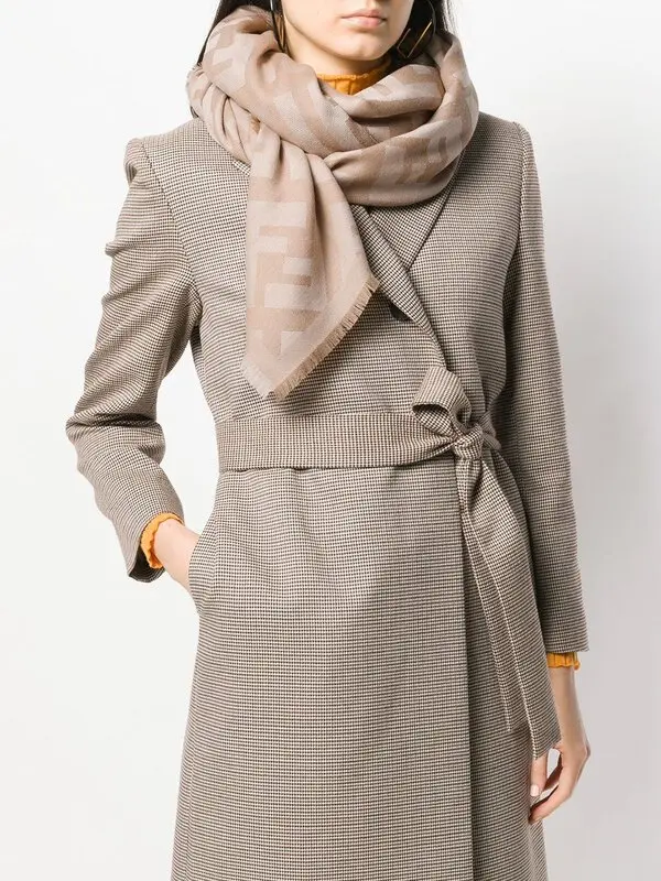 Fendi Ff Wool Scarf - Beige