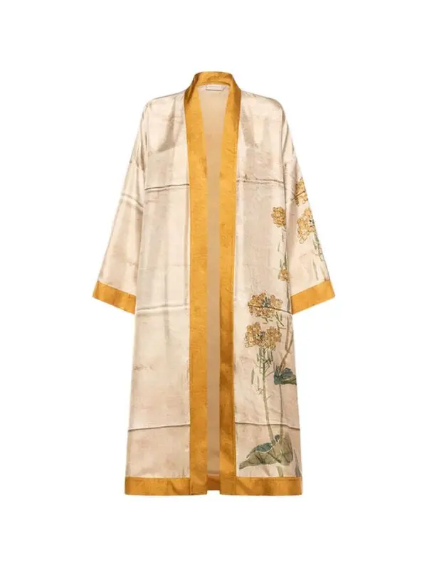 PIERRE-LOUIS MASCIA Printed Silk Kimono - Beige