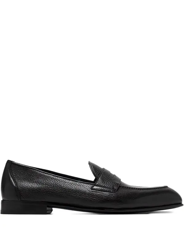 Brioni Appia Penny Leather Loafers - Black