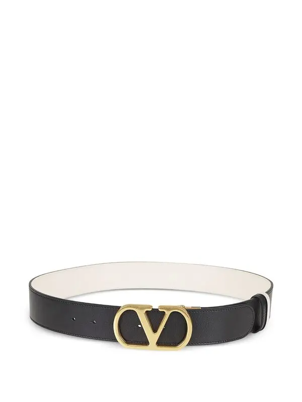 Valentino Garavani Vlogo Signature Leather Belt - Black