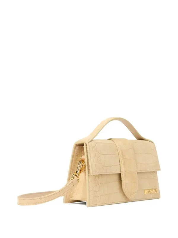 Jacquemus Le Grand Bambino Croc Effect Leather Handbag - Beige