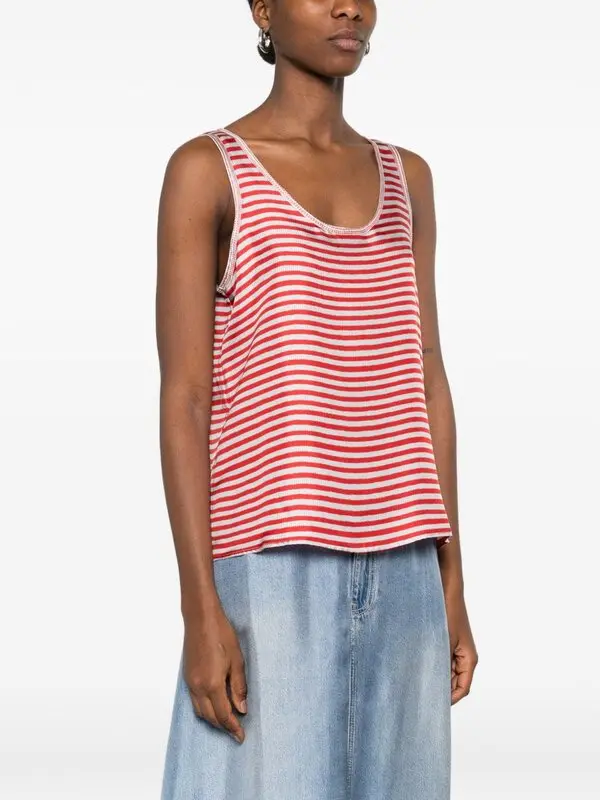 PIERRE-LOUIS MASCIA Striped Silk Top - Red