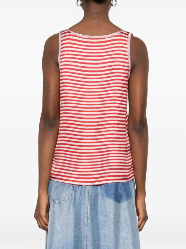 PIERRE-LOUIS MASCIA Striped Silk Top - Red