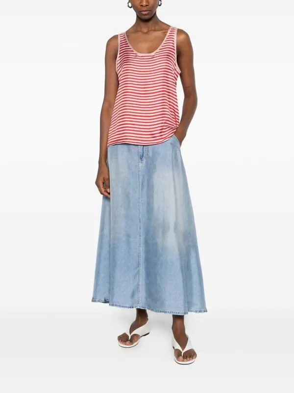 PIERRE-LOUIS MASCIA Striped Silk Top - Red