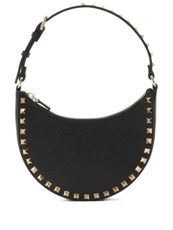 Valentino Garavani Hobo Rockstud Leather Mini Bag - Black