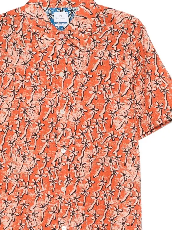 Paul Smith Field Floral Cotton Shirt - Orange