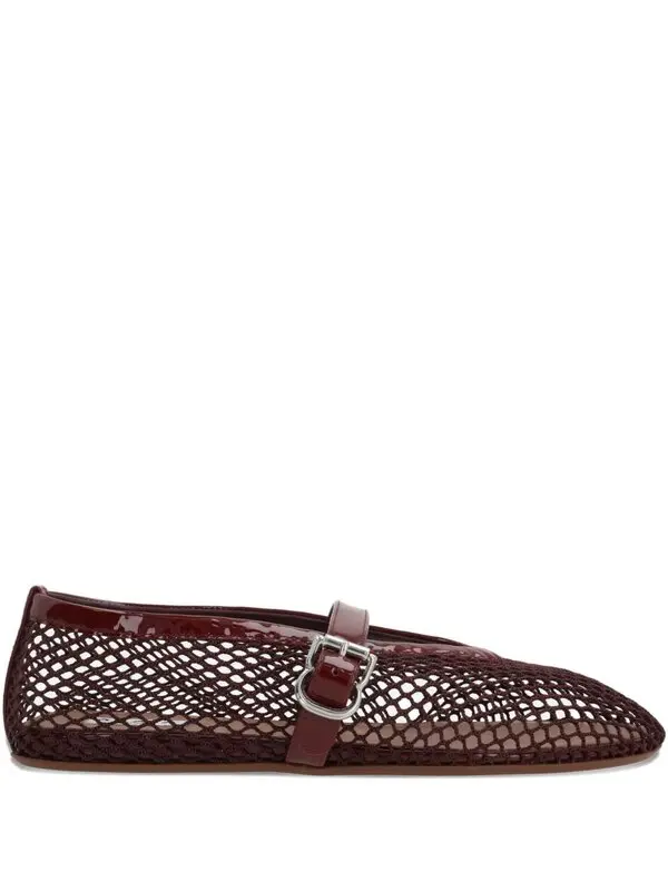Alaïa Fishnet Leather Ballerinas - Red
