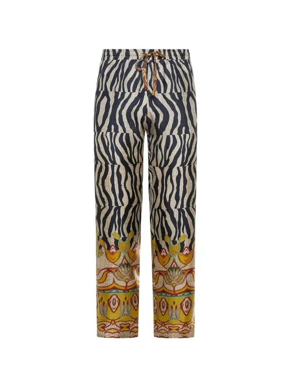 PIERRE-LOUIS MASCIA Printed Silk Trousers - Yellow