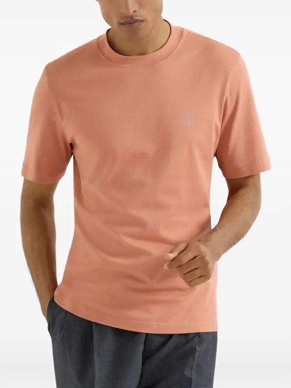 Brunello Cucinelli Logo Cotton T-shirt - Orange