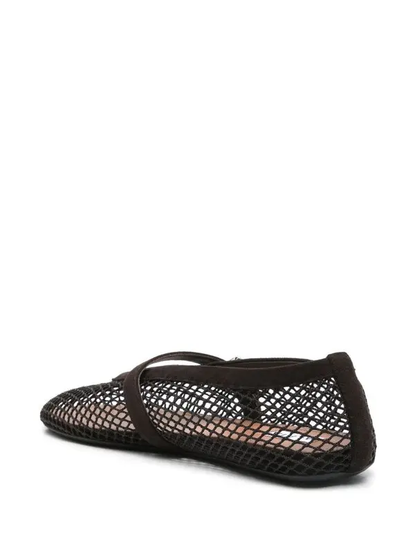 Alaïa Black Fishnet Leather Trim Ballerina Flats - Brown