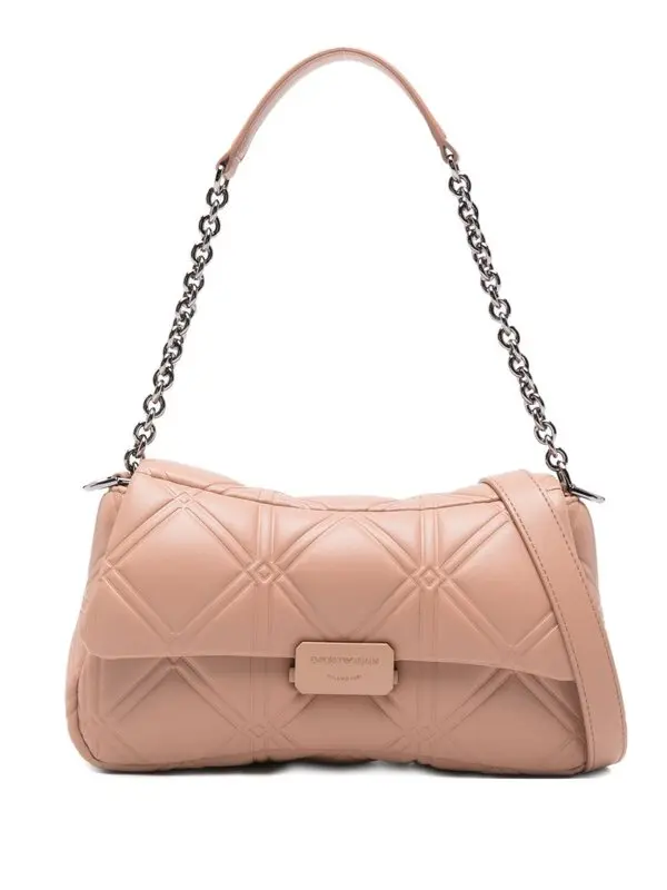 Emporio Armani Medium Leather Shoulder Bag - Beige