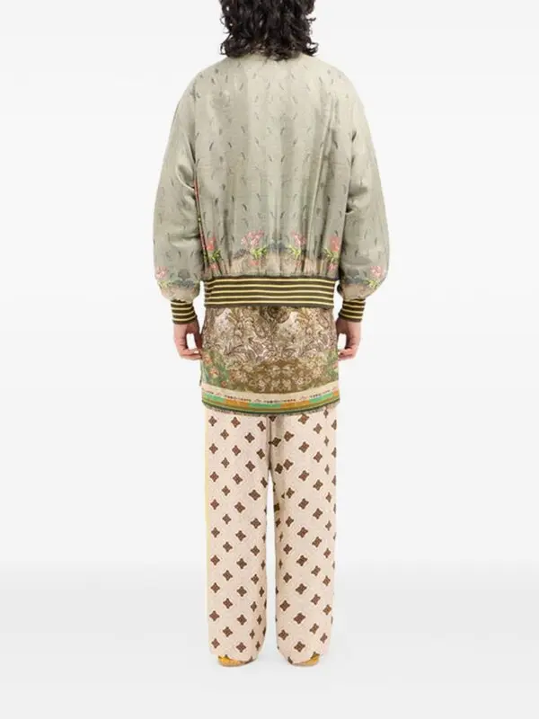 PIERRE-LOUIS MASCIA Printed Silk Bomber Jacket - Green