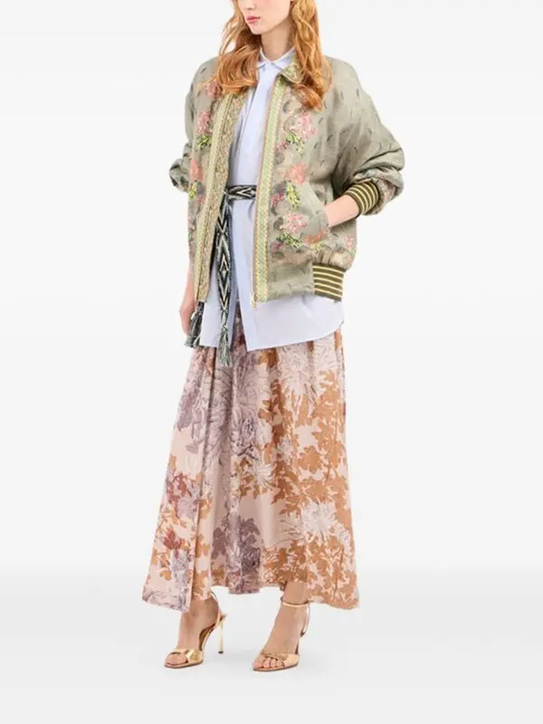 PIERRE-LOUIS MASCIA Printed Silk Bomber Jacket - Green