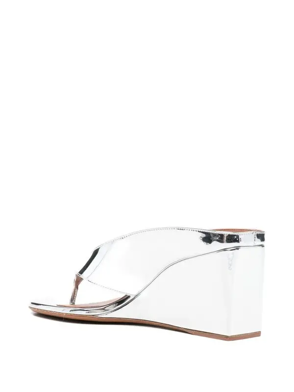 Alaïa Wedge Thong Mules - Silver