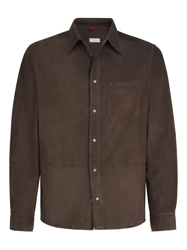 Brunello Cucinelli Leather Shirt - Brown