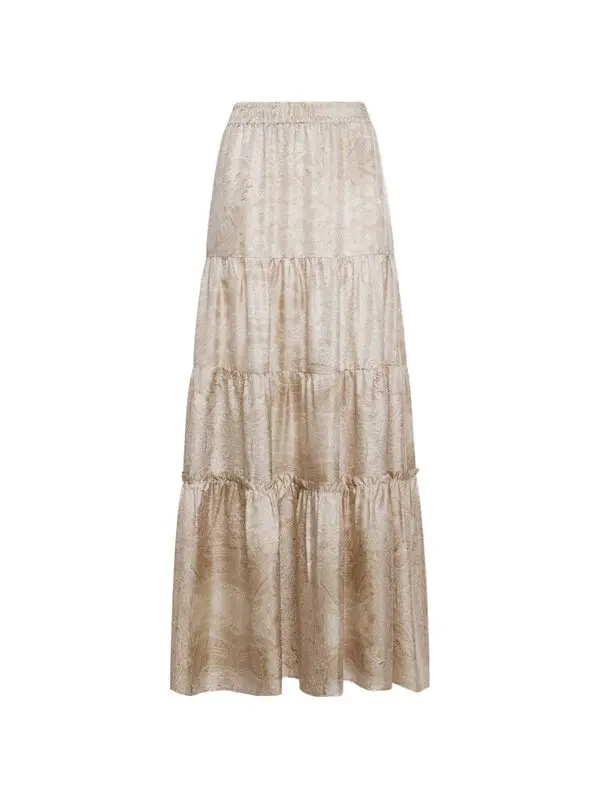PIERRE-LOUIS MASCIA Silk Long Skirt - Beige
