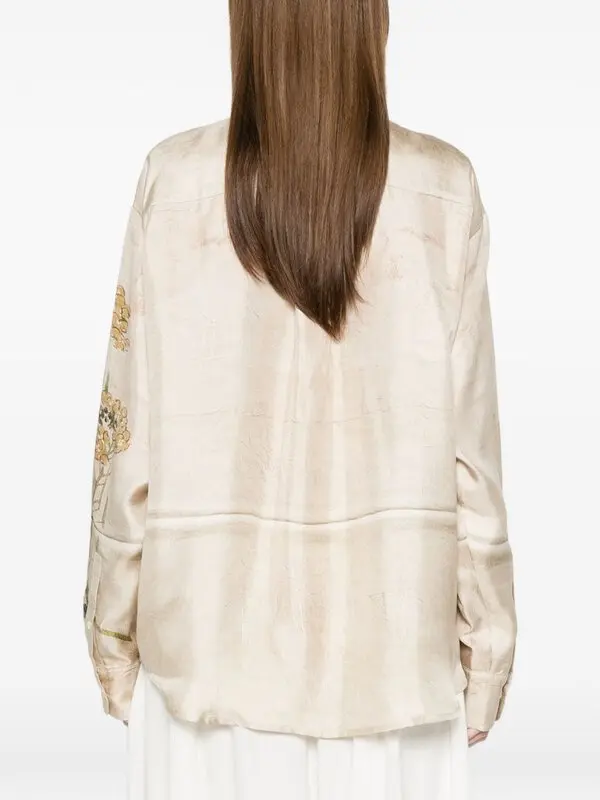 PIERRE-LOUIS MASCIA Printed Silk Shirt - Beige