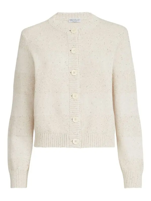 Brunello Cucinelli Cotton Crewneck Cardigan - Beige
