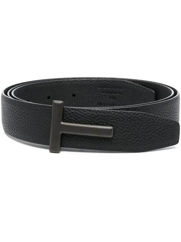 TOM FORD Leather Belt With Logo Buckle - Black