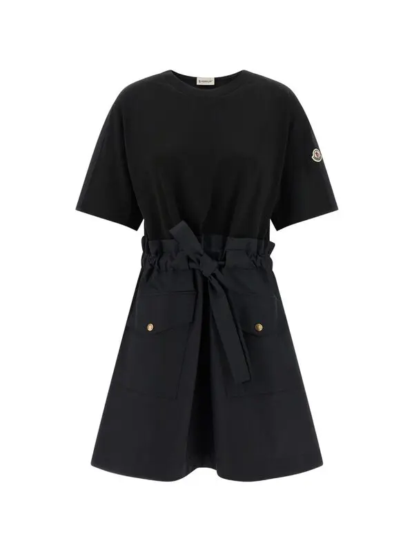 Moncler Cotton Blend Short Dress - Black