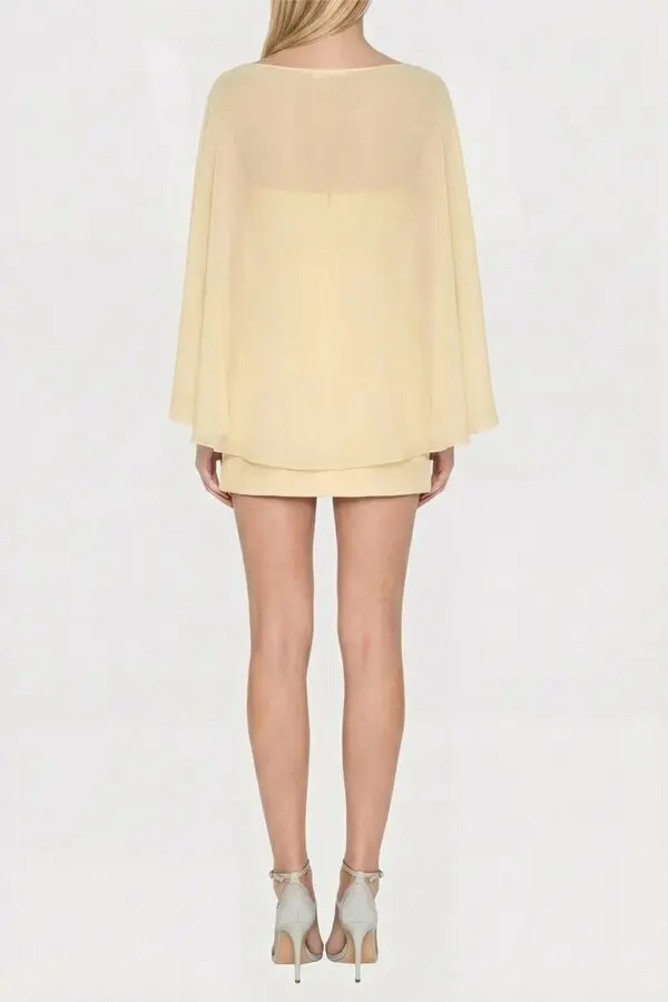 Amanda Uprichard Berkshire Mini Dress With Chiffon Cape