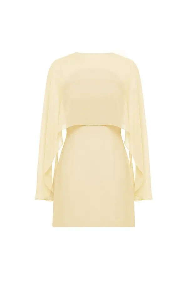 Amanda Uprichard Berkshire Mini Dress With Cape Effect - Cornsilk