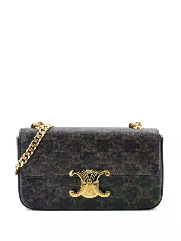 Celine Triomphe Chain Coated Canvas Small Shoulder Bag