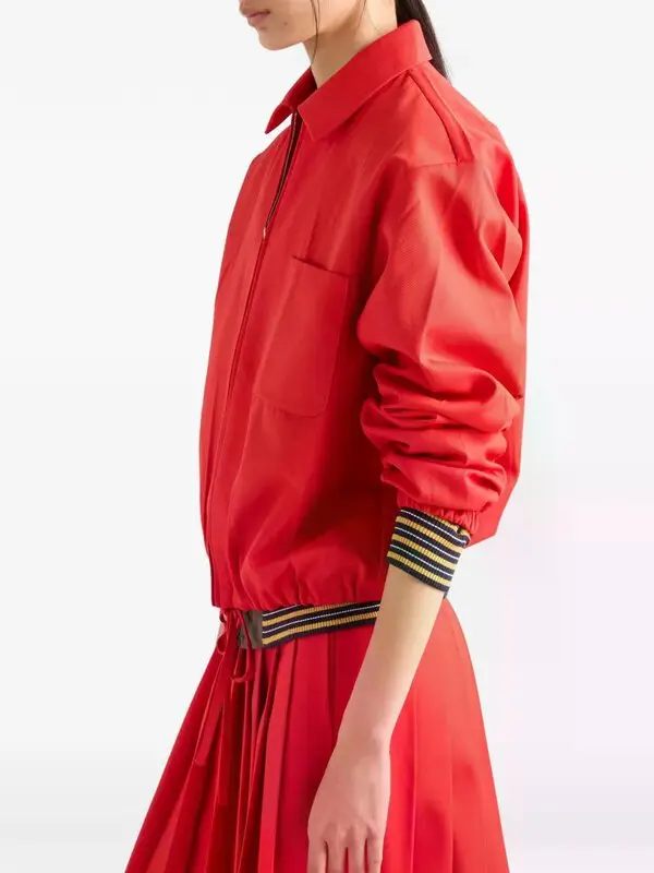 Prada Gabardine Blouson Jacket With Drawstring Hem - Red