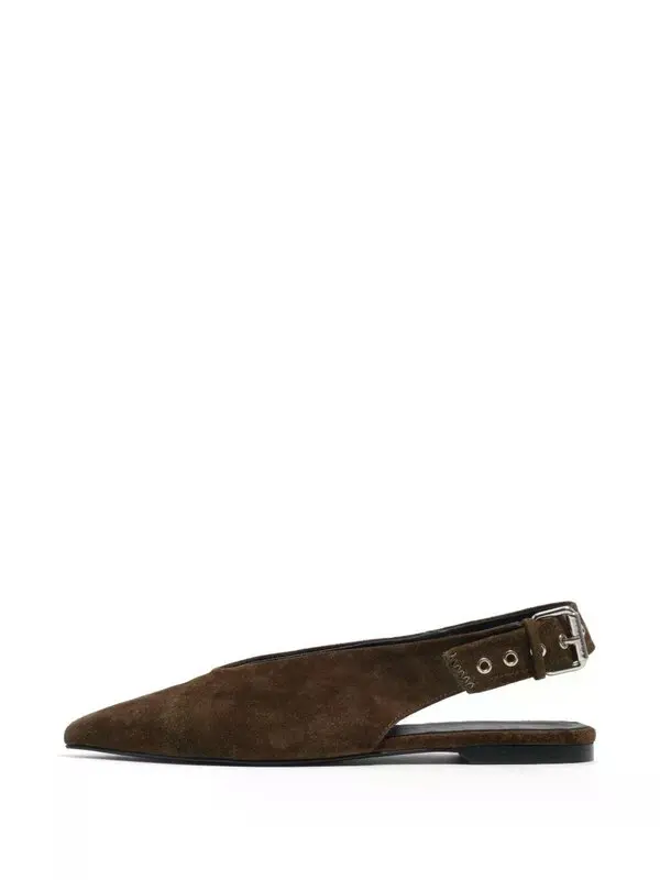 Bimba Y Lola Buckle Embellished Flat Slingback Pumps - Brown